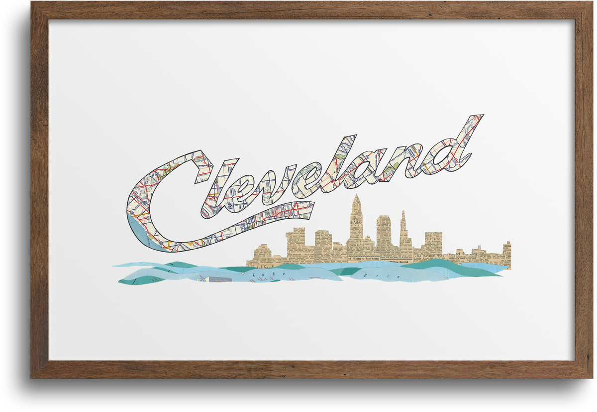 Cleveland Script Skyline Prints | Notecards– Paper Cutz Vintage