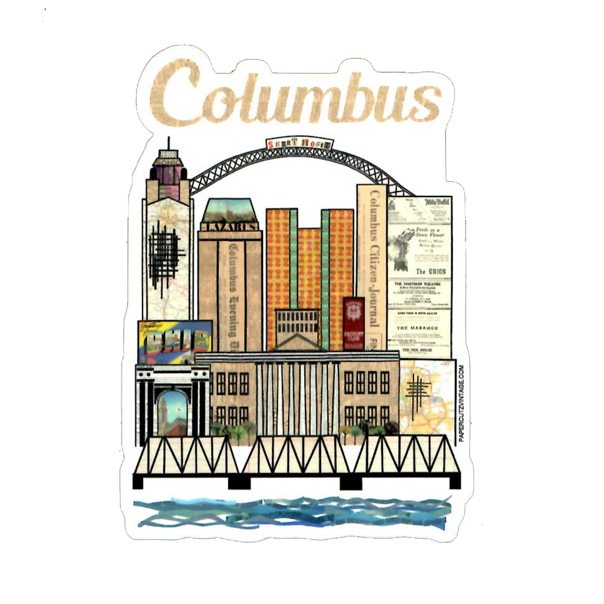Columbus Skyline Sticker– Paper Cutz Vintage