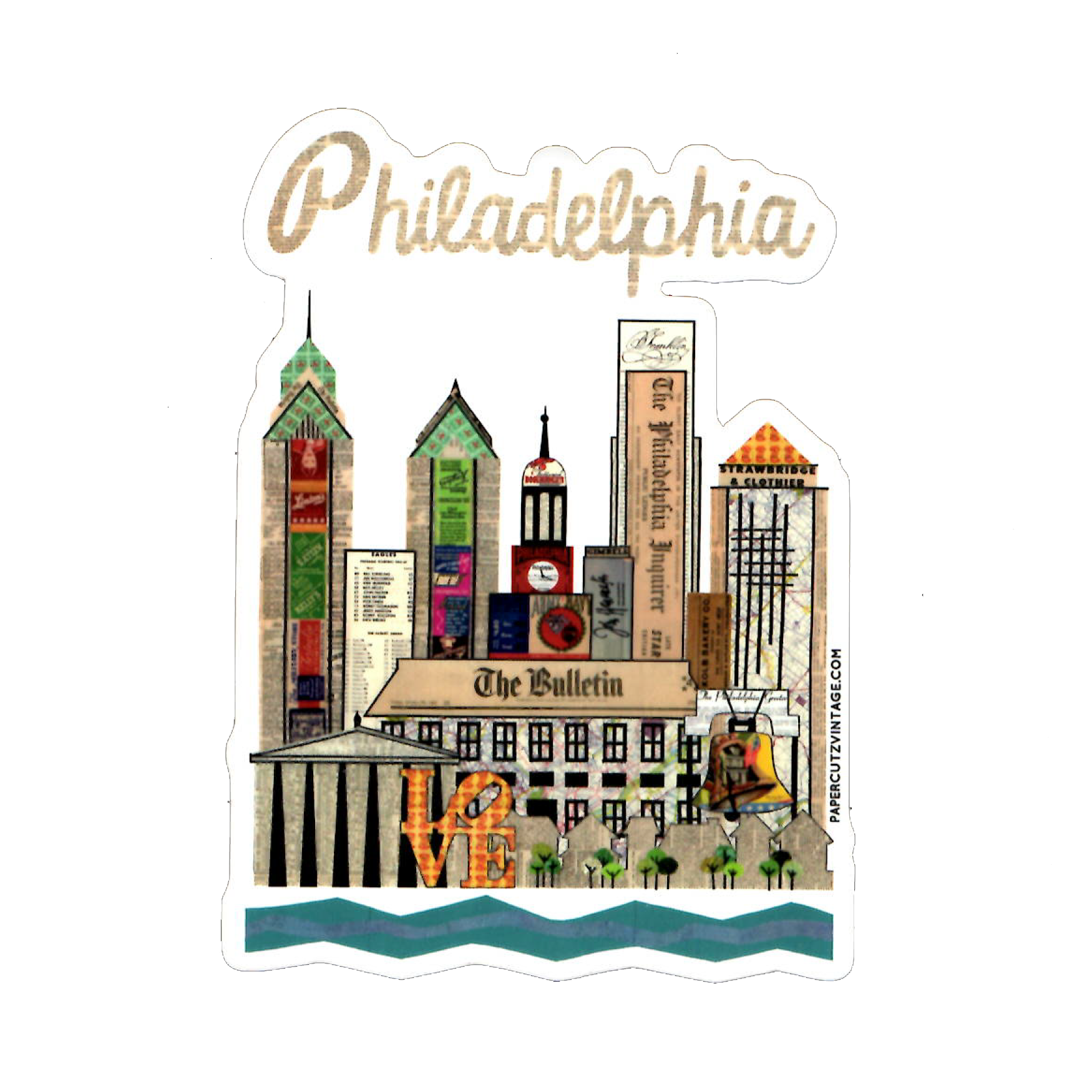 Philadelphia Skyline Sticker– Paper Cutz Vintage