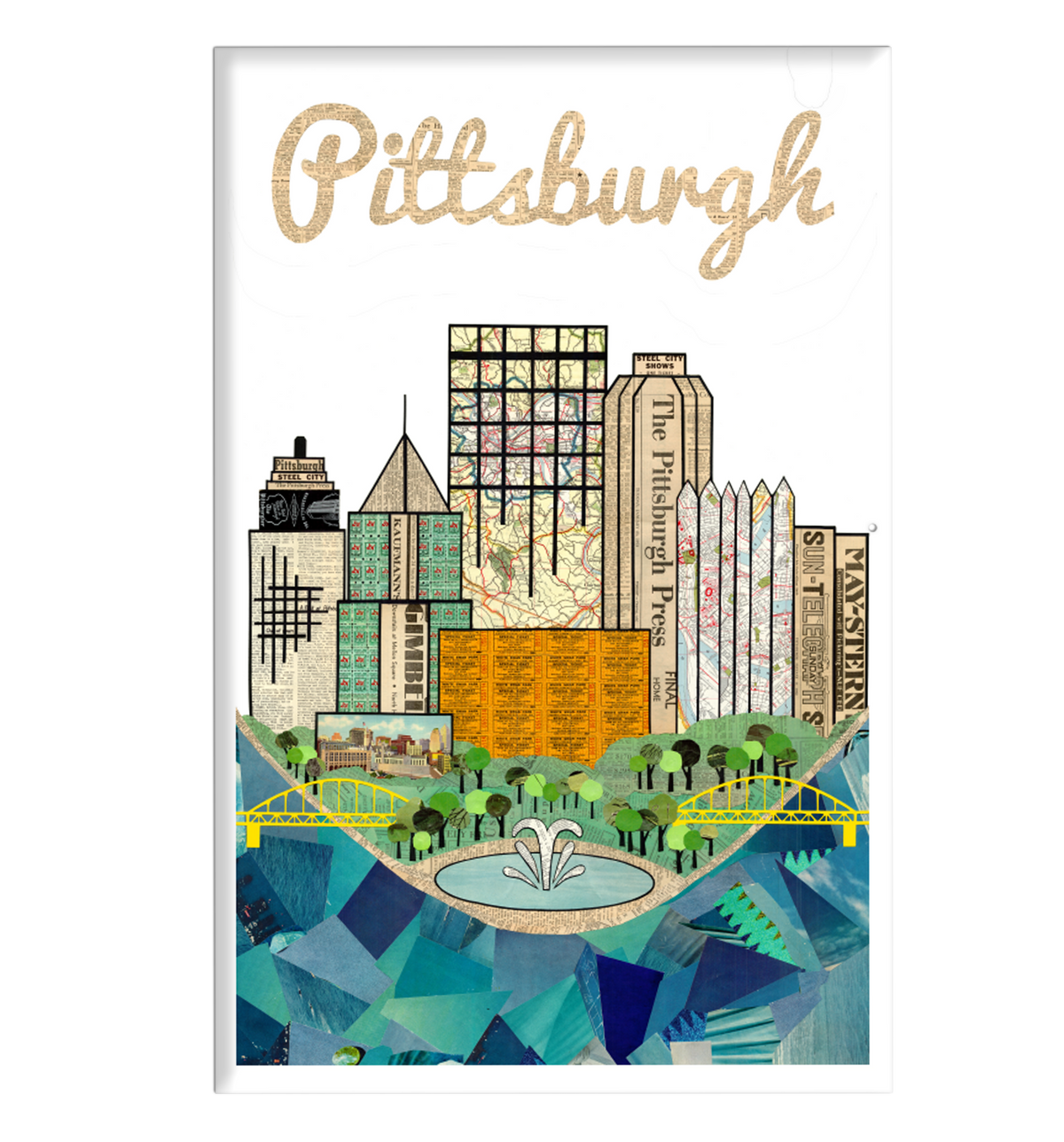 Pittsburgh Skyline Magnet– Paper Cutz Vintage