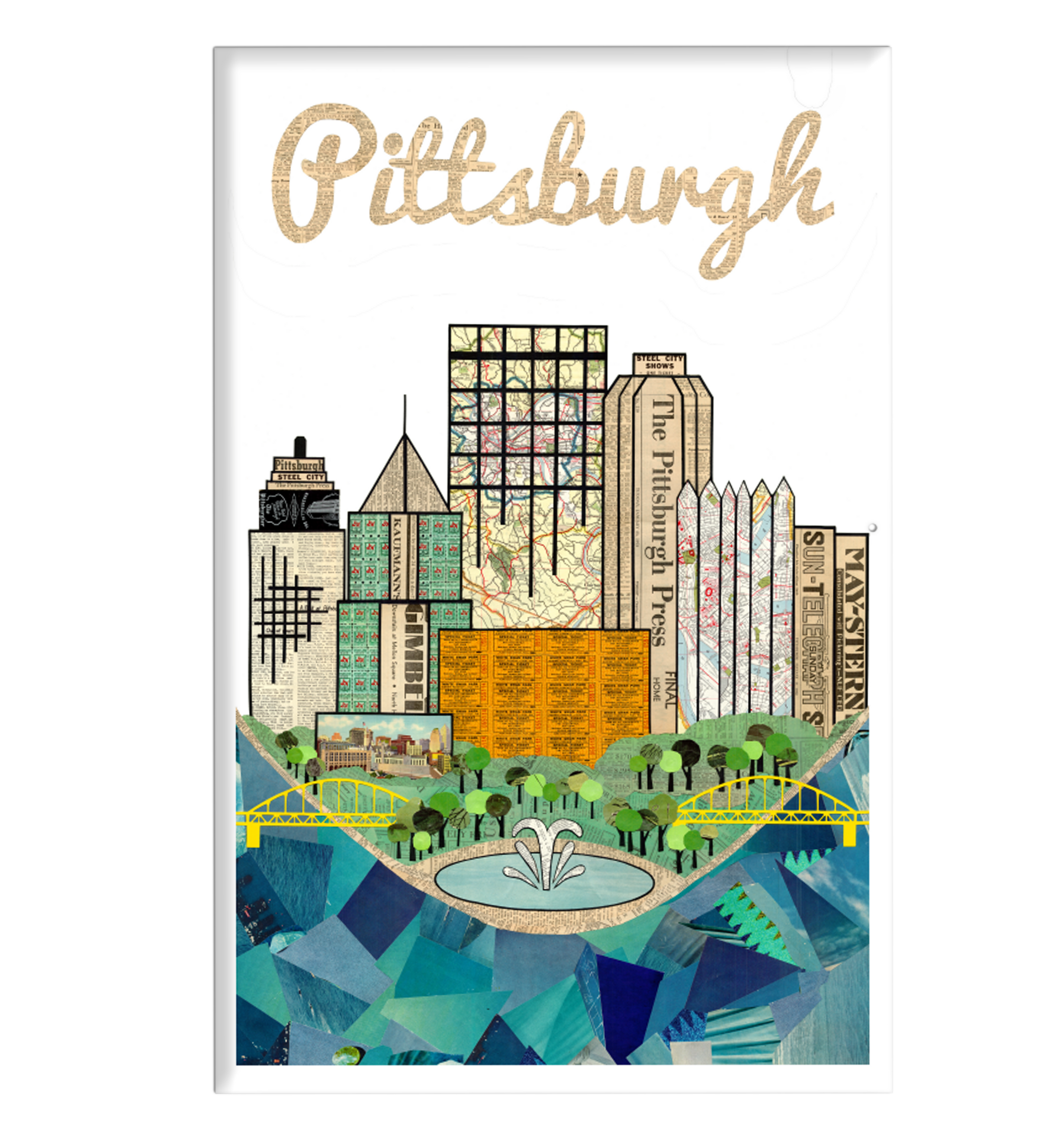 Pittsburgh Skyline Magnet– Paper Cutz Vintage